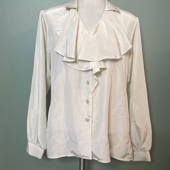 Avon | Tops | Vintage Ruffle Blouse White Blouse | Poshmark